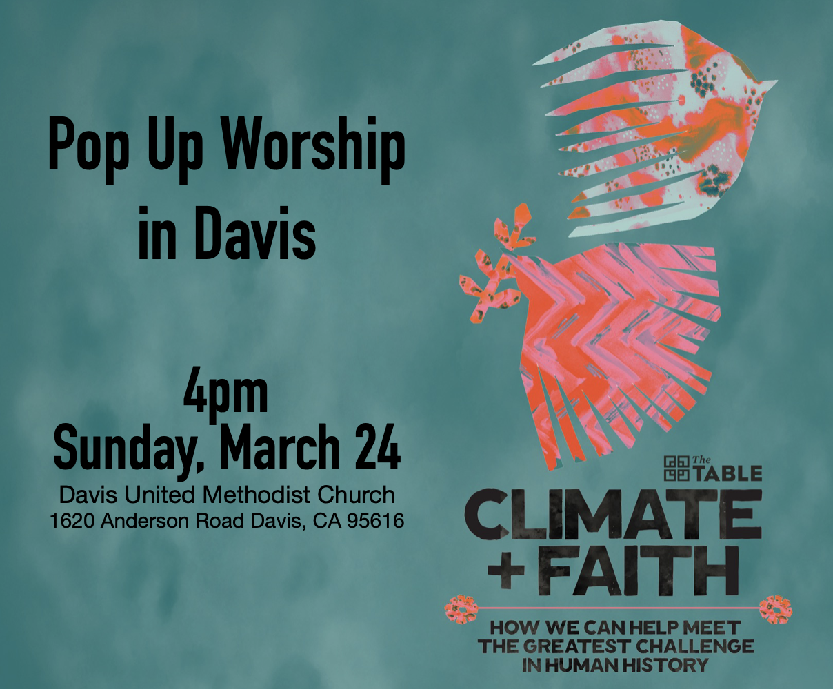4pm March 24 Pop Up Worship in Davis – The Table UMC